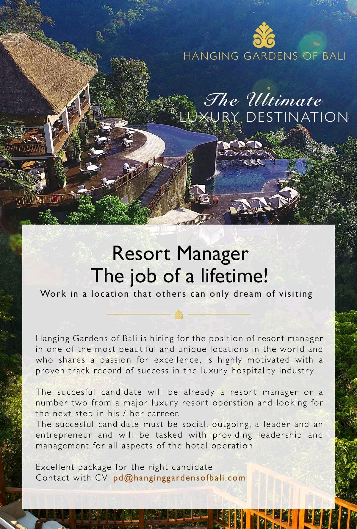 Hanging Gardens of Bali - HHRMA Hotel Job Vacancy Indonesia